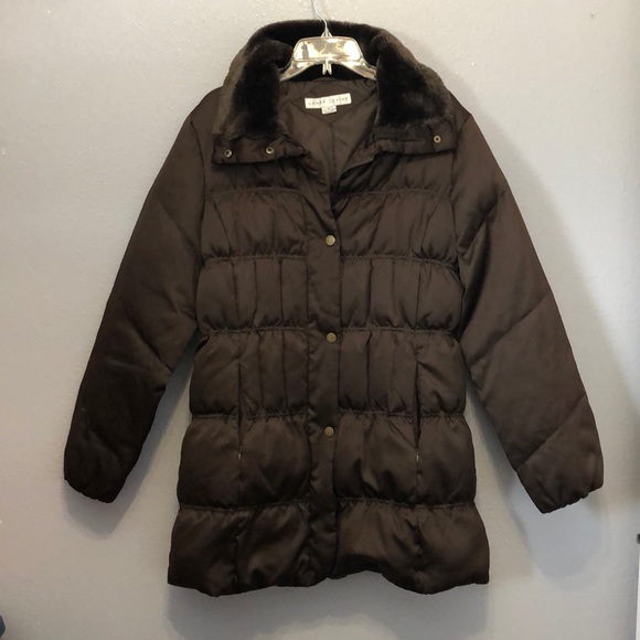 Larry Levine | Jackets & Coats | Larry Levine Down Coat Womens Medium Xl Brown Gorpcore Puffer ...